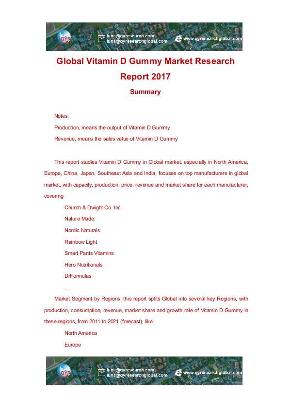 QYRESEARCH Global Vitamin D Gummy Market Research Report 2017 | Joomag ...